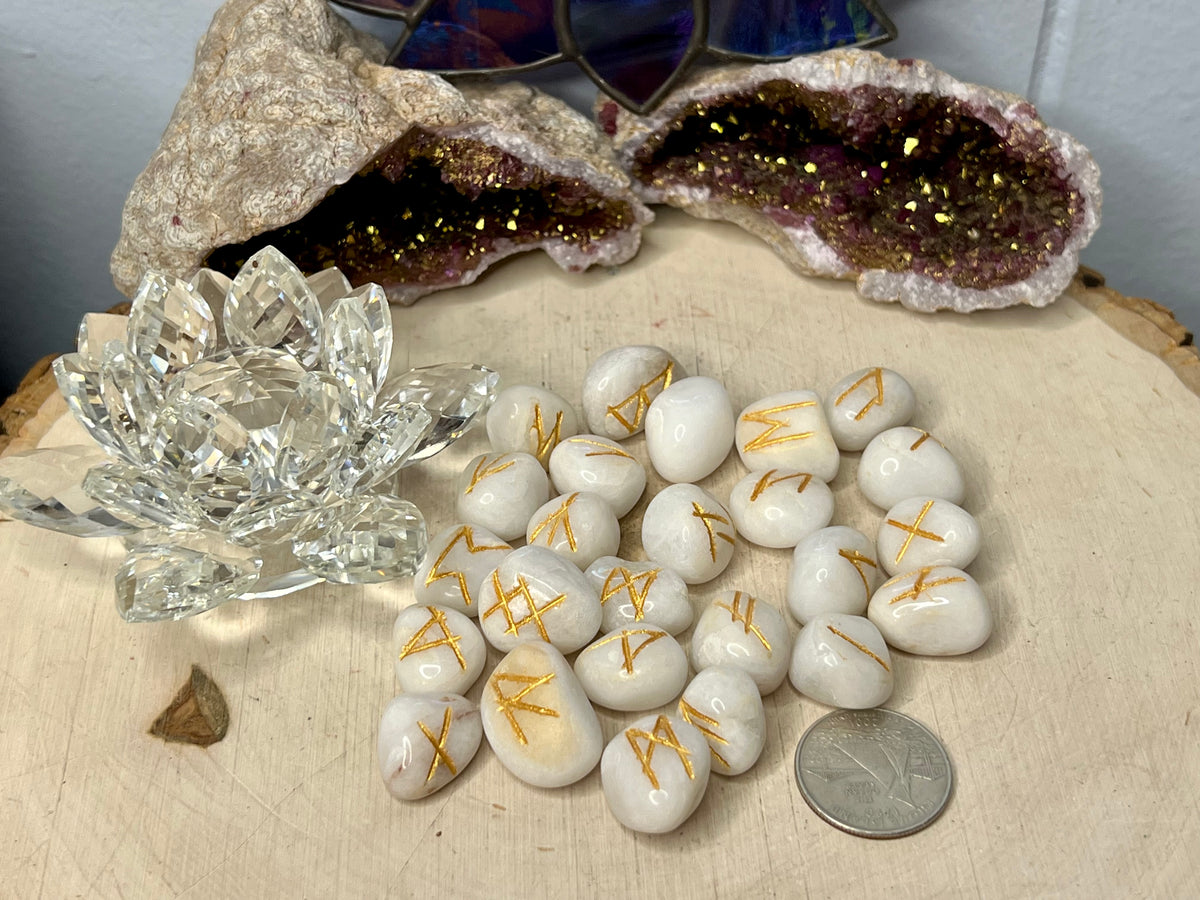 White Agate Rune Set – Crystal Intuition Az